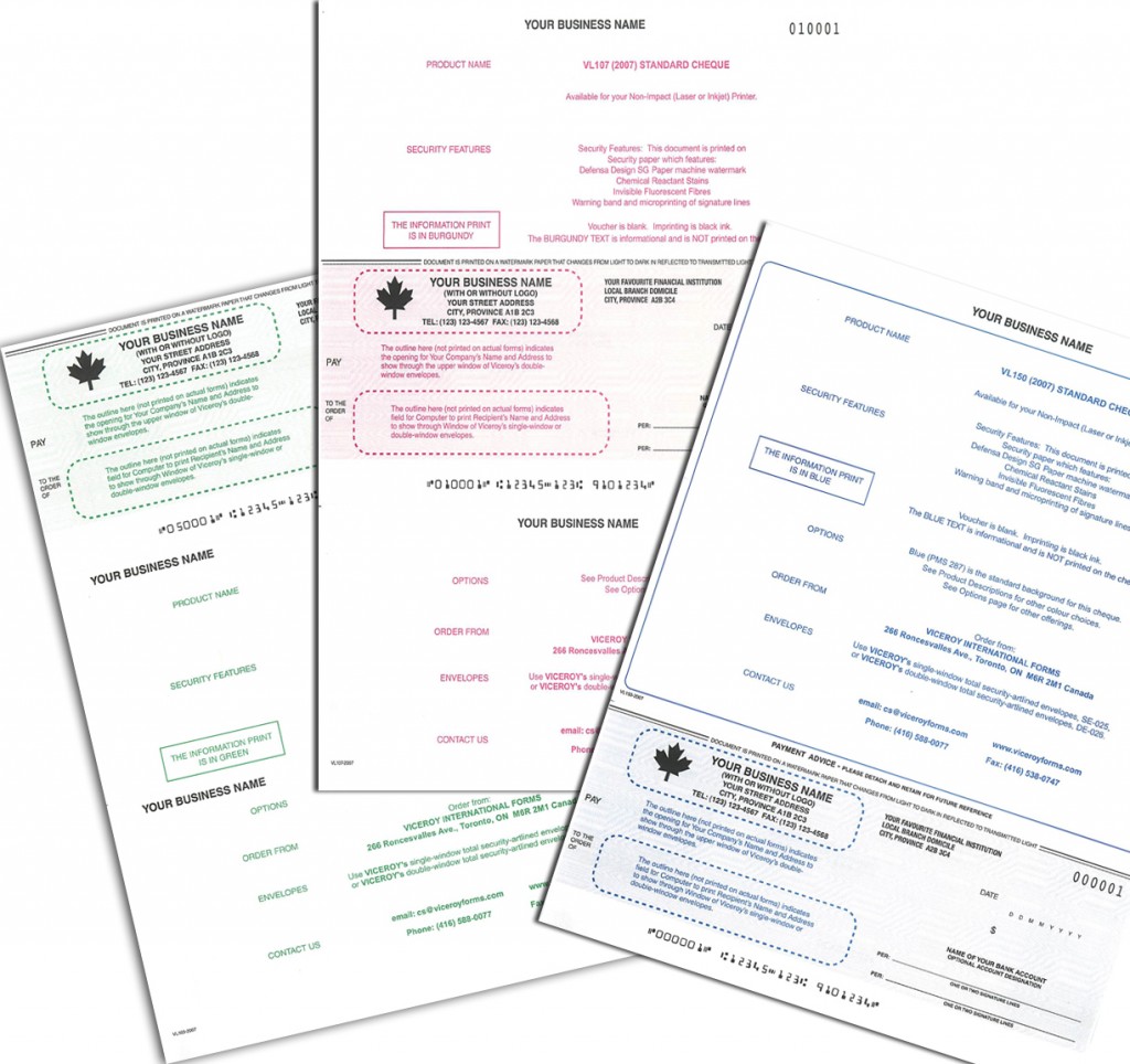 Cheques - business or personal, computer or manual - Viceroy Forms